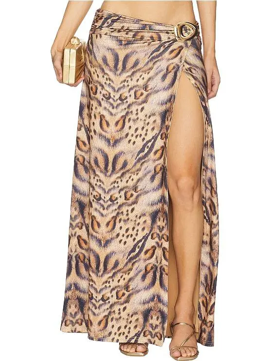 RUNAWAY THE LABEL Keeley Maxi Skirt - Mendez Brown