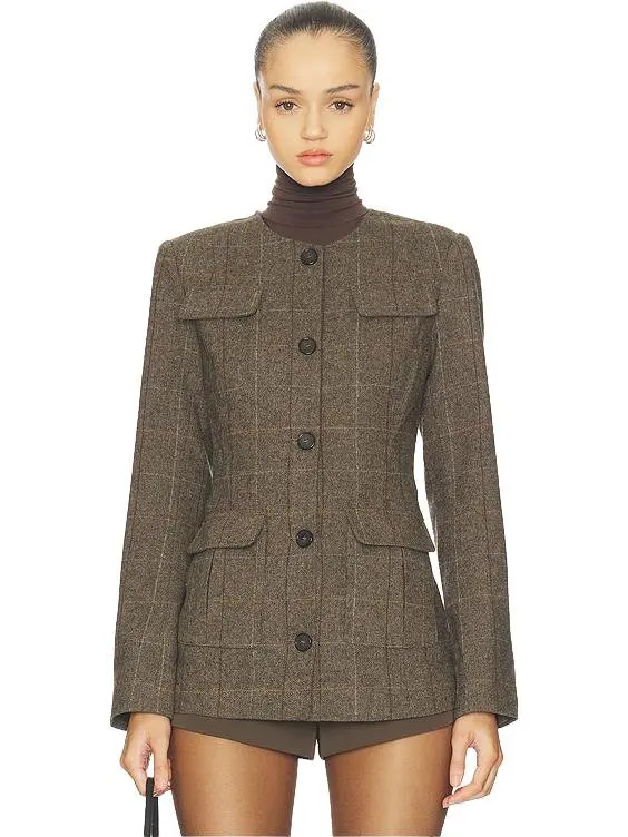FAVORITE DAUGHTER Spencer Jacket - Mocha Plaid
