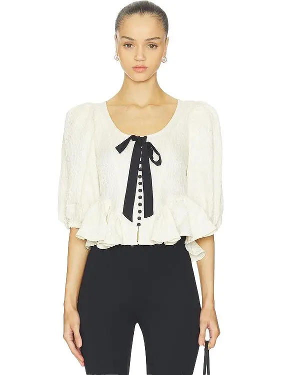 Free People Pamela Bow Top - White Alyssum