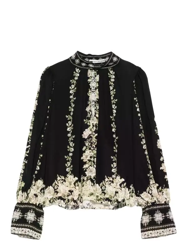 Alice + Olivia Floral Shirt - Black