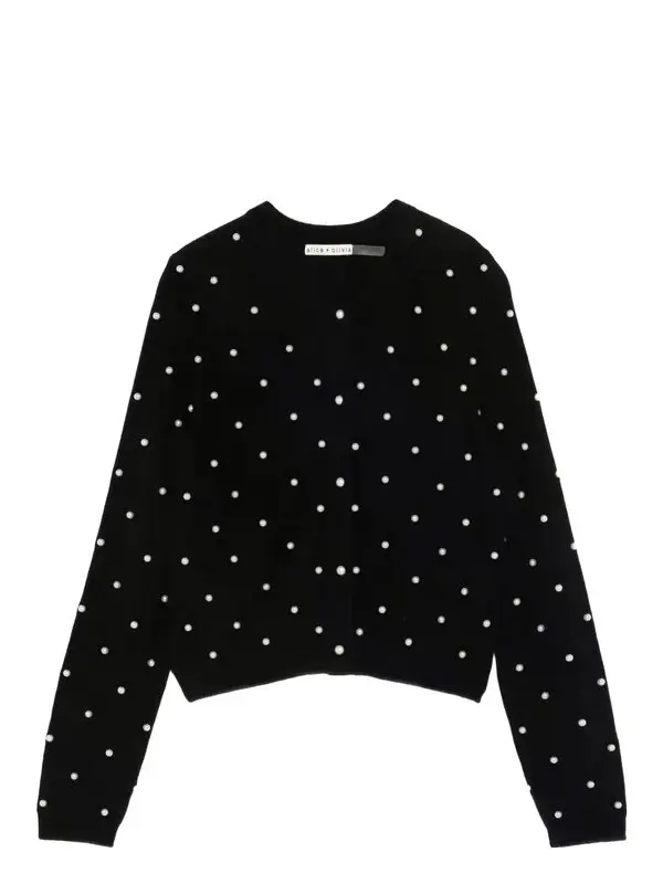 Alice + Olivia Dollie Pearl-embellished Cardigan - Black