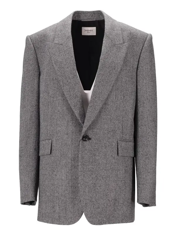 Saint Laurent Single-button Blazer With Notched Lapel - Multicolor