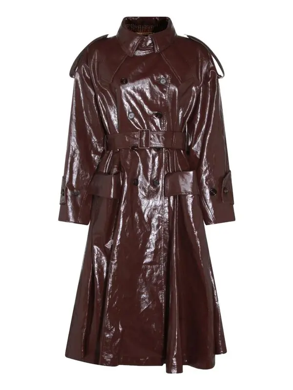 Chloé Leather Trench Coat - Deep Purple