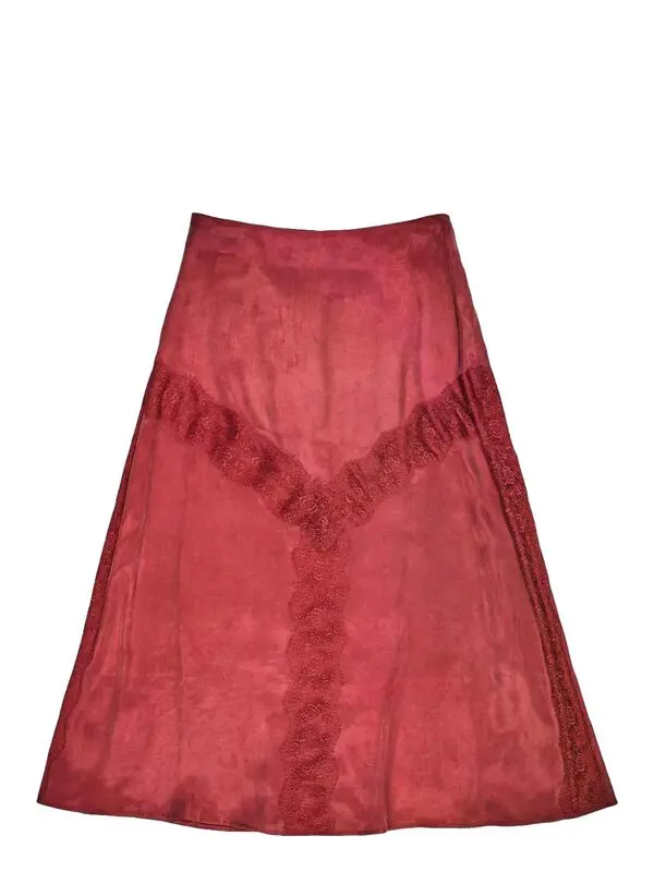 Bimba Y Lola Lace Panel Midi Skirt - Red