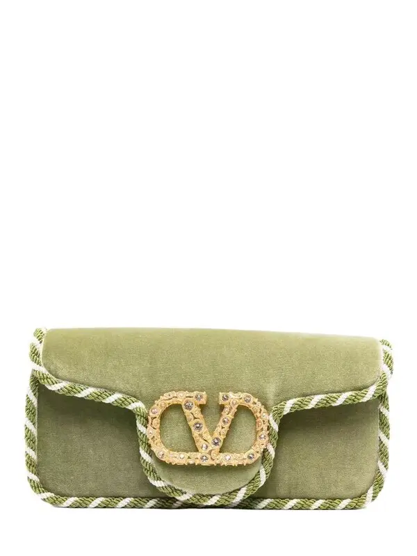 Valentino Garavani Locò Embellished-trim Clutch Bag - Green