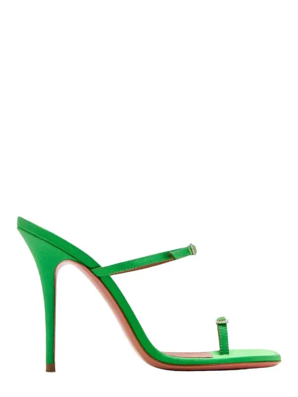 Amina Muaddi Crystal-buckle Satin Sandals - Green