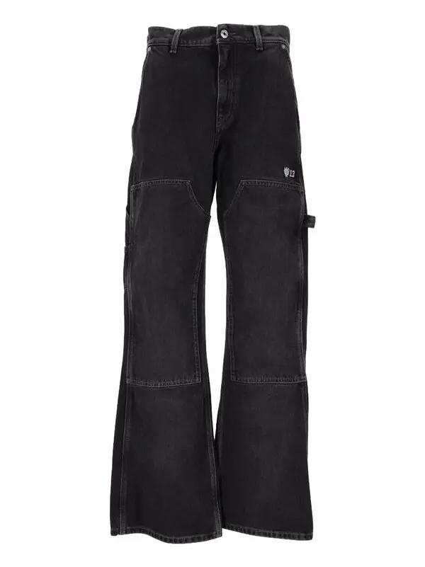 Off-White Gothic Carpenter Flare Jeans - Vintage Black - White