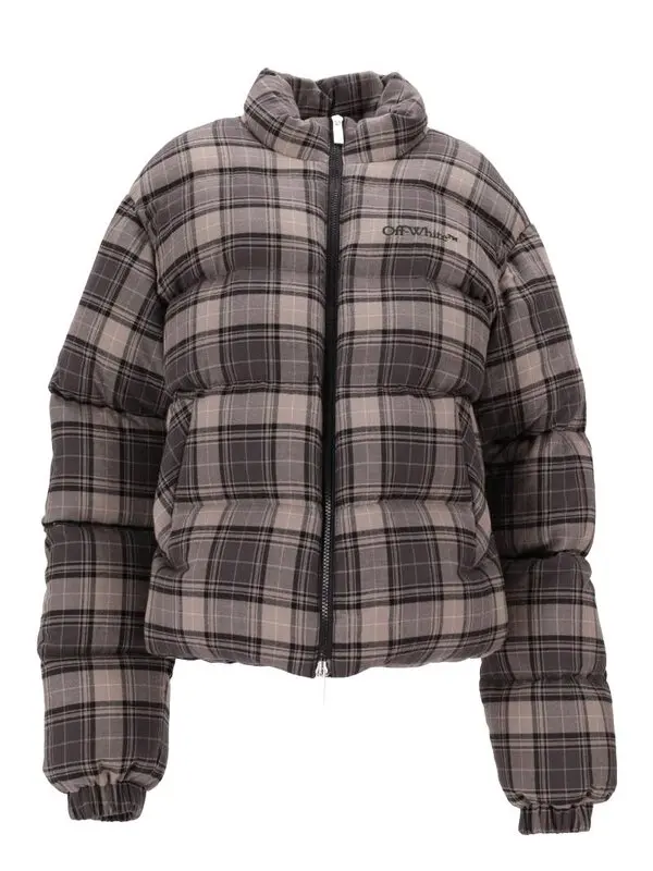 Off-White Checked Flannel Down Jacket - Dark Grey - Black
