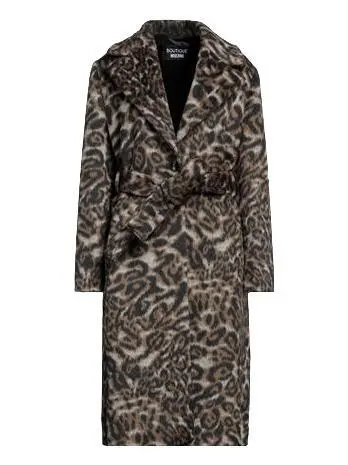Moschino Velour Leopard Print Coat - Camel