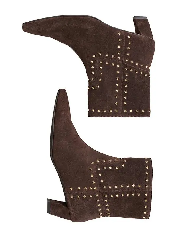 Seychelles Big Bang Studded Ankle Boots - Chocolate Suede