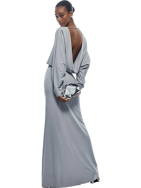 Misha Collection Zephyr Long-sleeve Jersey Maxi Dress - Grey