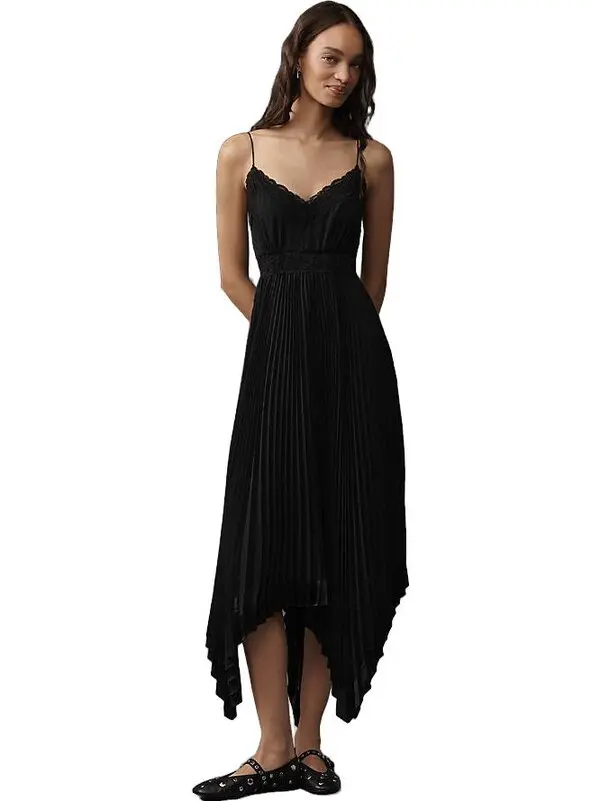 Paige Alessandra V-neck Pleated Maxi Dress - Black