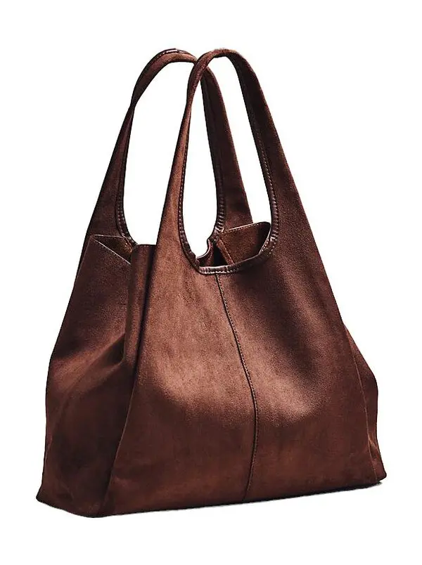 Anthropologie Utilia Faux Suede Tote - Chocolate