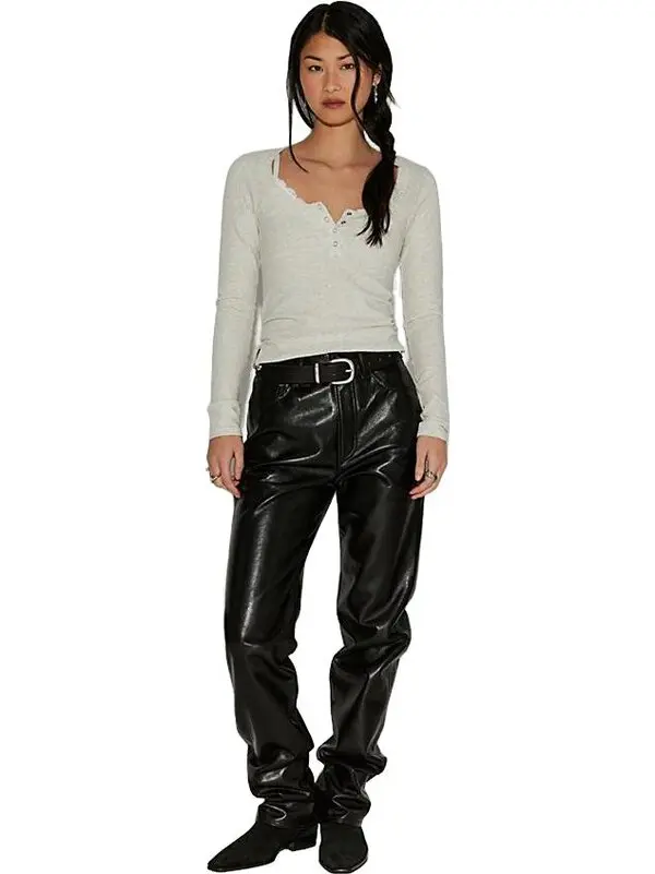 AGOLDE 90s Pinch Waist Long Leather Pants - Detox
