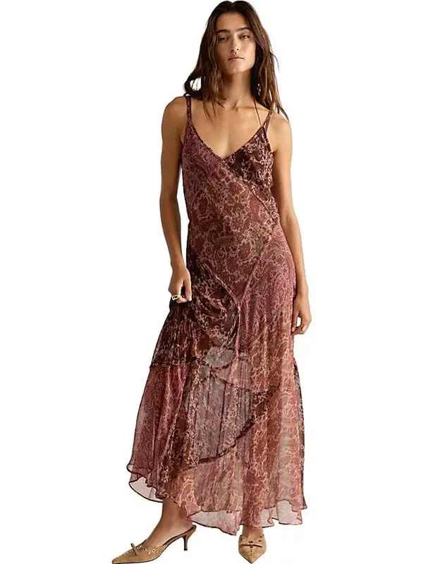 NIGEL PRESTON Paisley Patch Maxi Dress - Mauve Combo