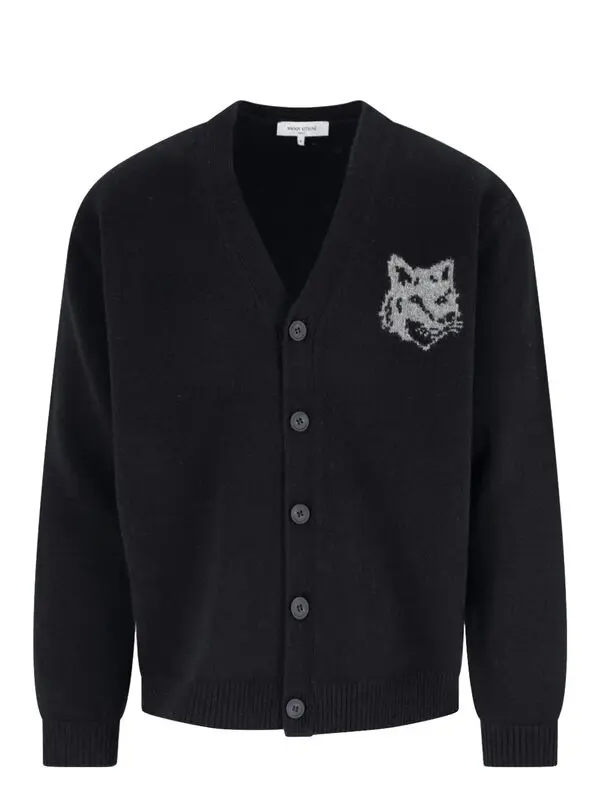 Maison Kitsuné Fox Head Cardigan - Black