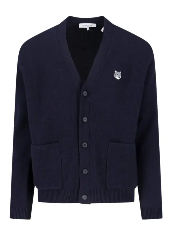 Maison Kitsuné Fox Head Cardigan - Blue