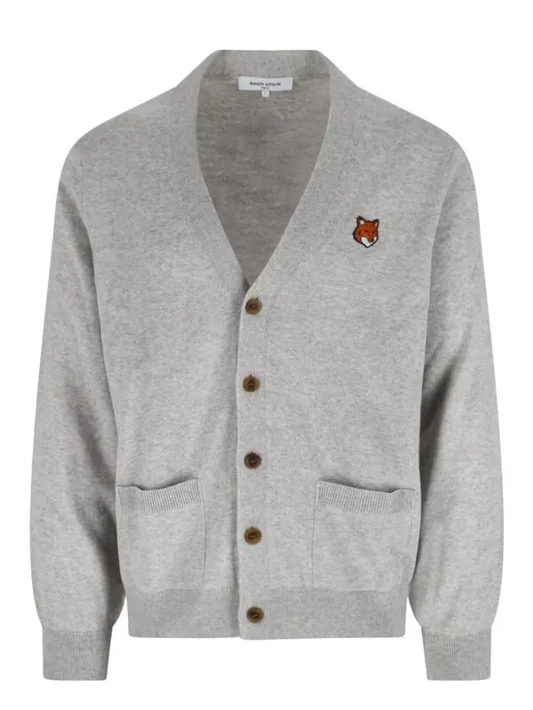 Maison Kitsuné Fox Head Cardigan - Gray
