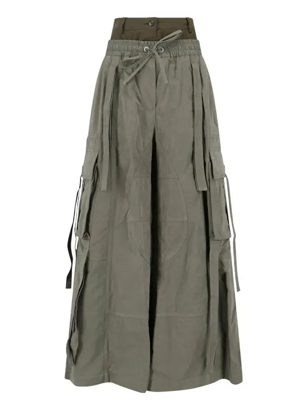 Dolce & Gabbana Waxed Faille Wide Leg Pants - Green