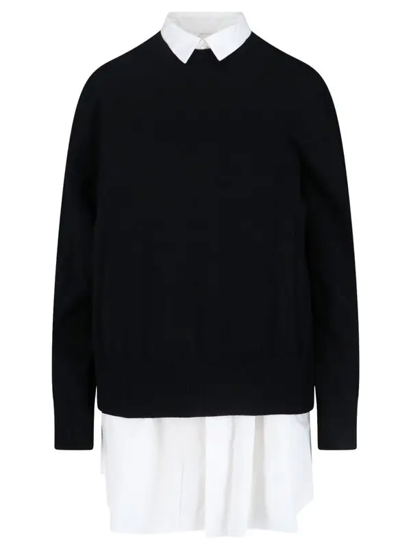 Sacai Knitted And Cotton Dress - Black