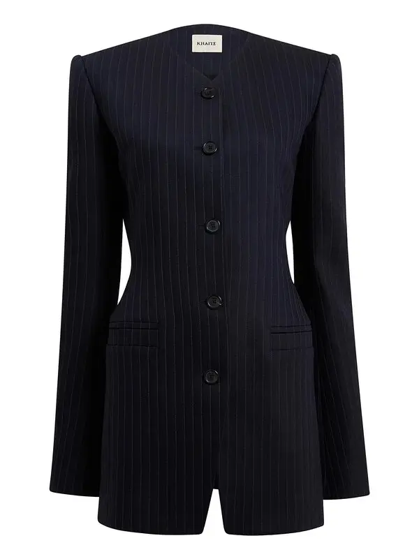 Khaite Naran Striped Jacket - Navy / White