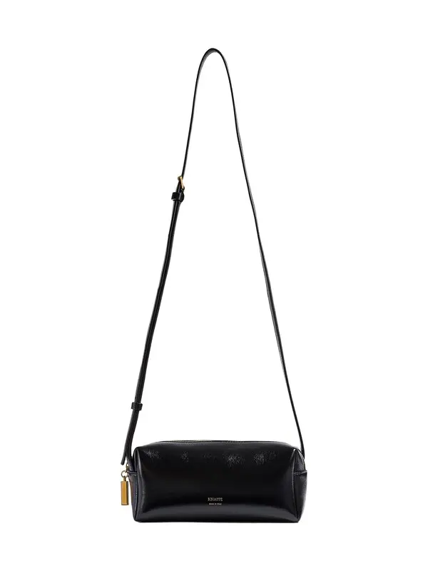 Khaite Mini Kye Crossbody Bag In Crackle Patent Leather - Black