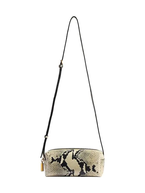 Khaite Mini Kye Crossbody Bag In Crackle Patent Leather - Natural