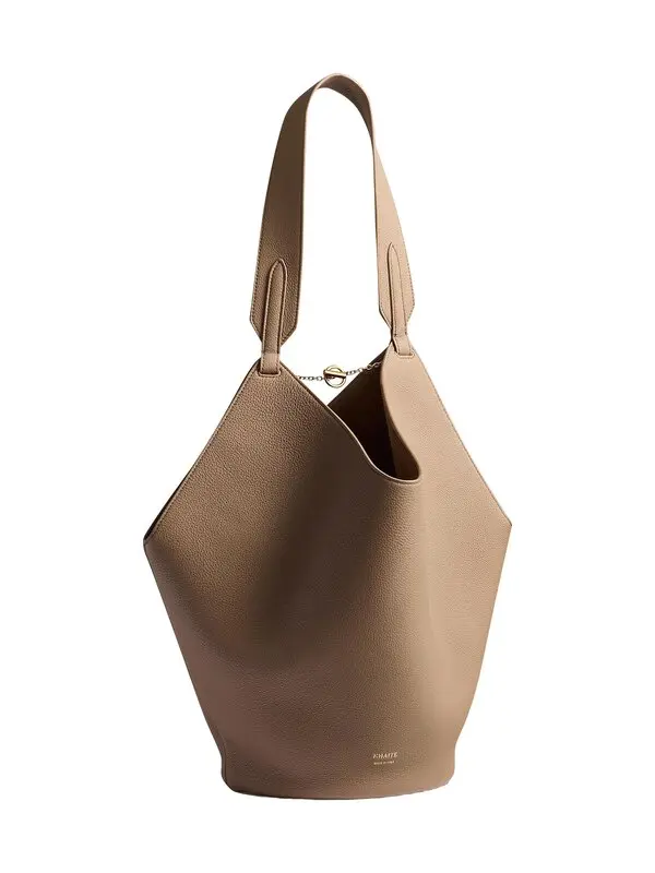 Khaite Small Lotus Pebbled Leather Tote - Mokka