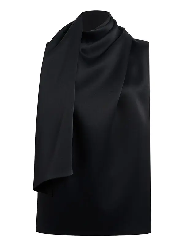 Khaite Satin Top With Draped Collar - Black