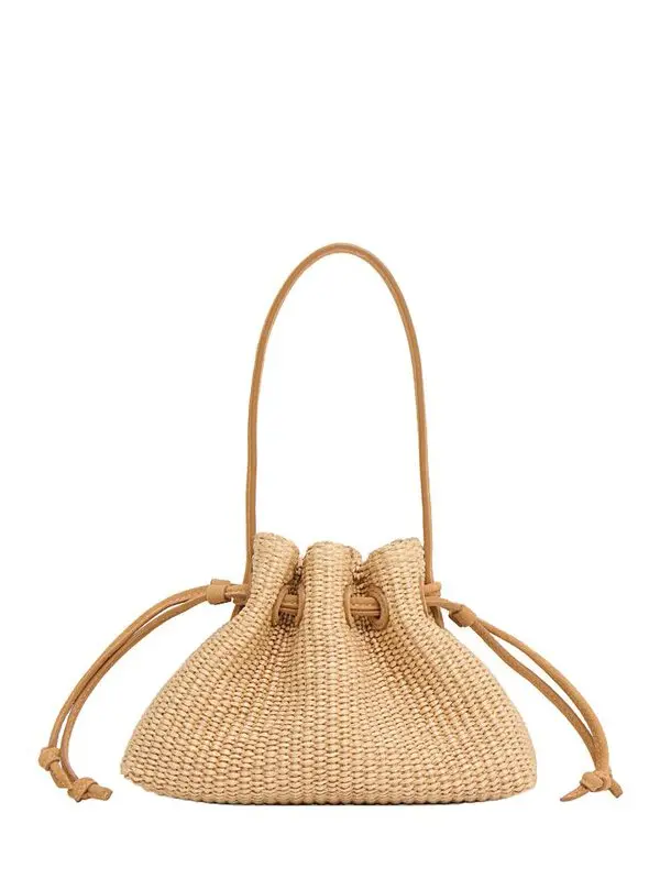 MANSUR GAVRIEL Drawstring Pouchette - Natural Raffia/budino Suede