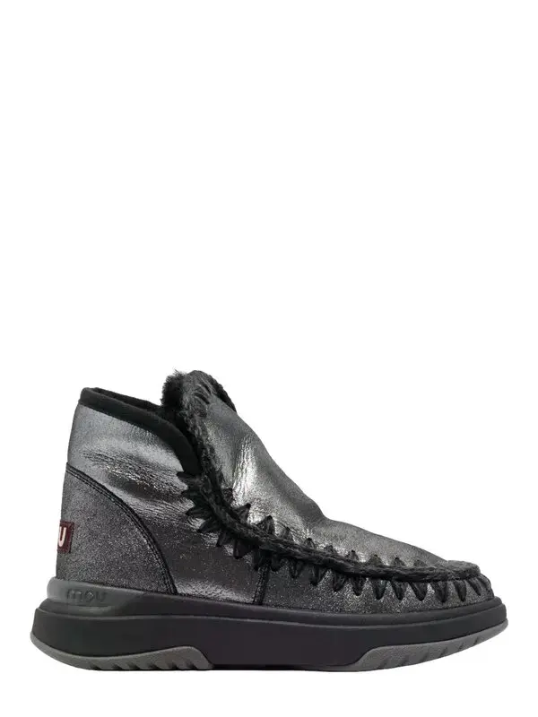 Mou Crochet Stitch-trim Sneaker Boots - Grey