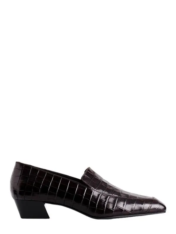Cos Croc-effect Leather Heeled Loafers - Brown