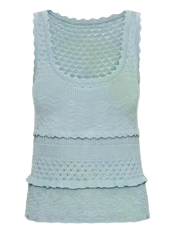 Oscar De La Renta Scallop Trim Tank Top - Blue