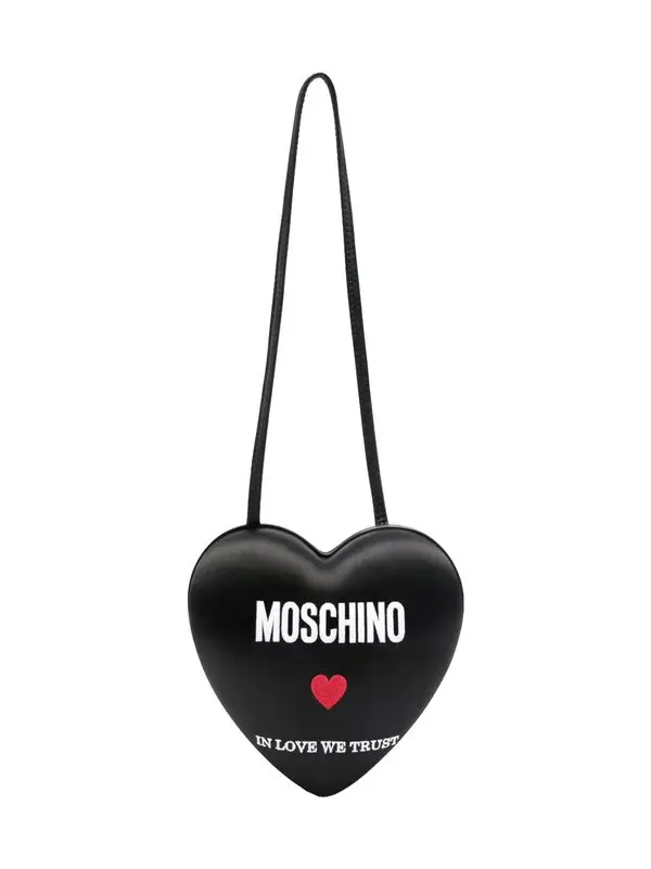 Moschino Logo-embroidered Shoulder Bag - Black