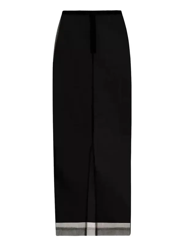 Dolce & Gabbana Midi Skirt With Sheer Trims - Black