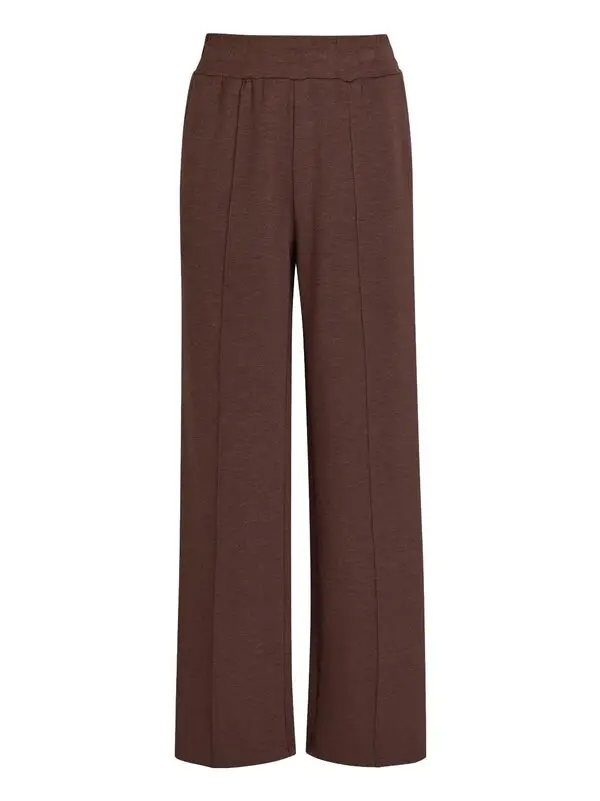 Varley Wide Leg Pintuck Jersey Sweatpants - Brown