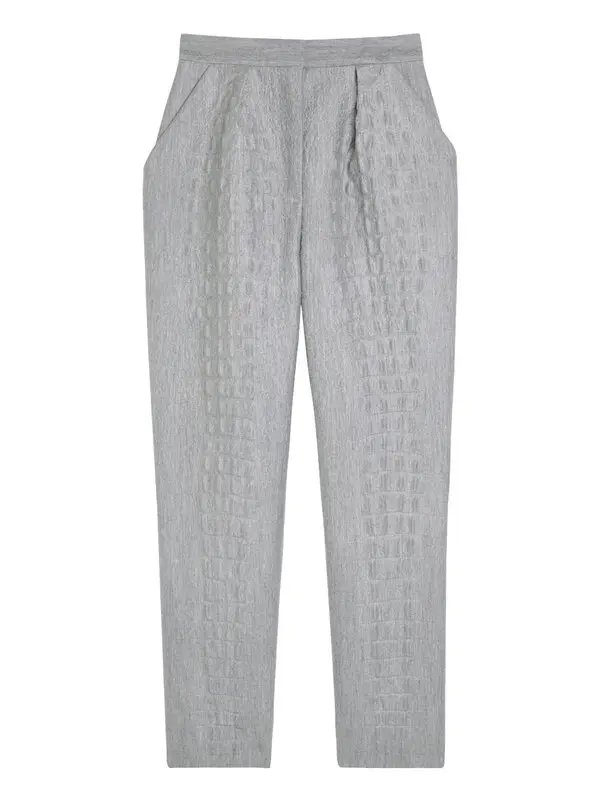 Balmain Embossed Tapered-leg Trousers - Grey