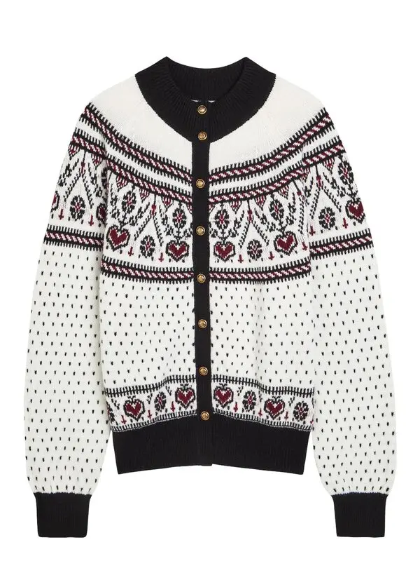 Khaite Marc Fair Isle Cashmere Cardigan - Ivory