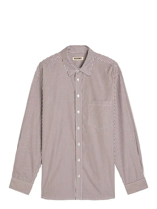 B Sides Nolan Striped Cotton-poplin Shirt - Brown