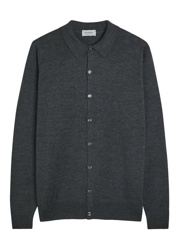 John Smedley Tibor Merino Wool Overshirt - Charcoal
