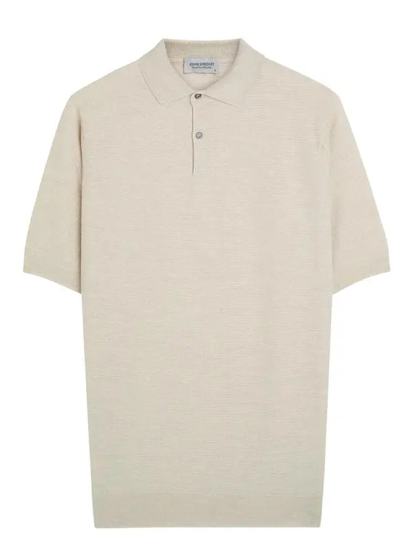 John Smedley Waffle Merino Wool Polo Shirt - Beige