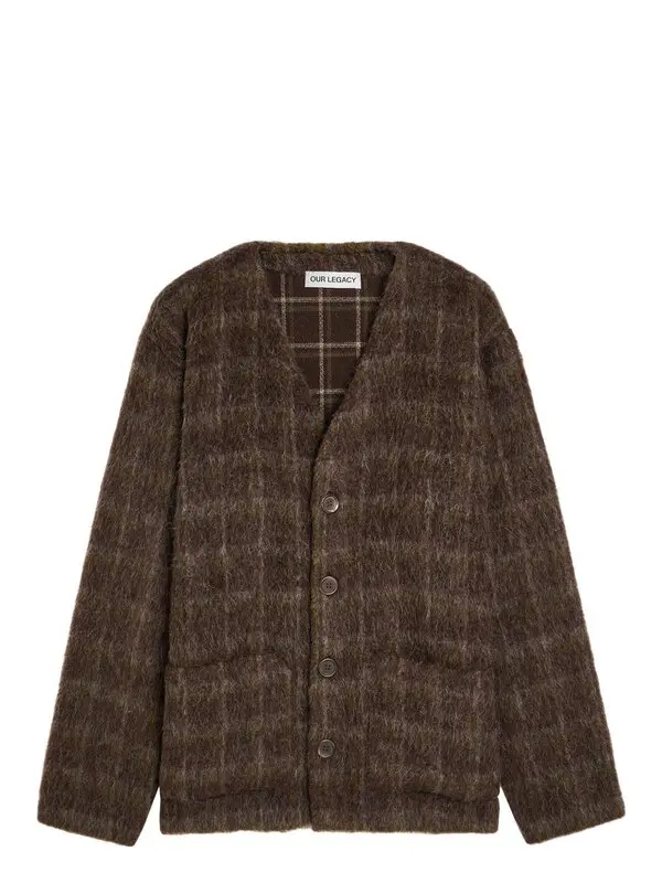Our Legacy Checked Brushed Wool-blend Cardigan - Multicoloured 1