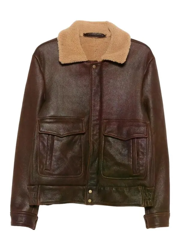 SALVATORE SANTORO Shearling-collar Jacket - Brown