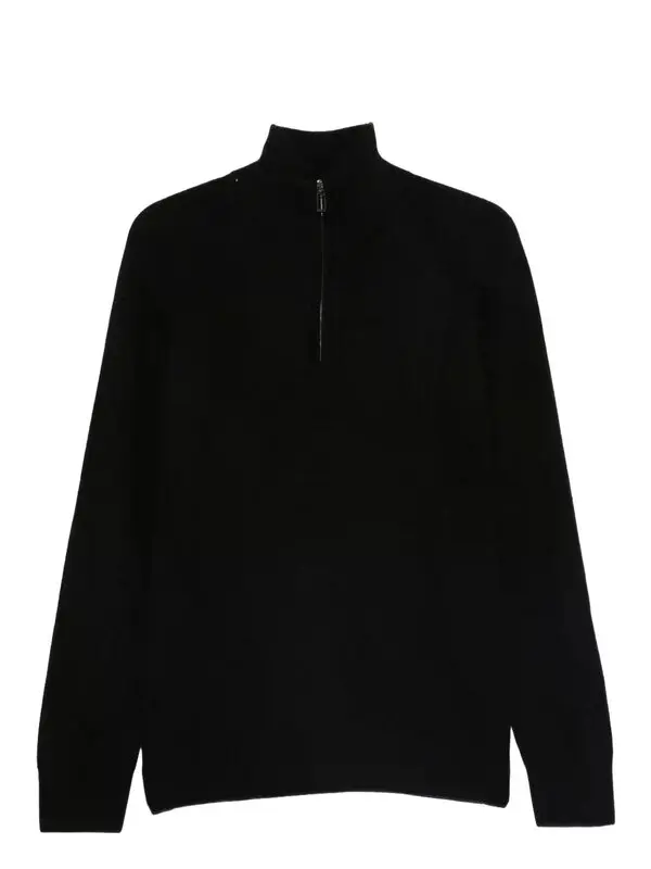 HOSIO Zip-neck Sweater - Black
