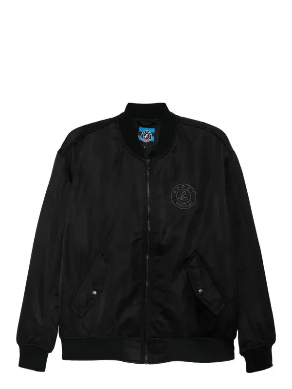 AGNES B. Logo-embroidered Bomber Jacket - Black