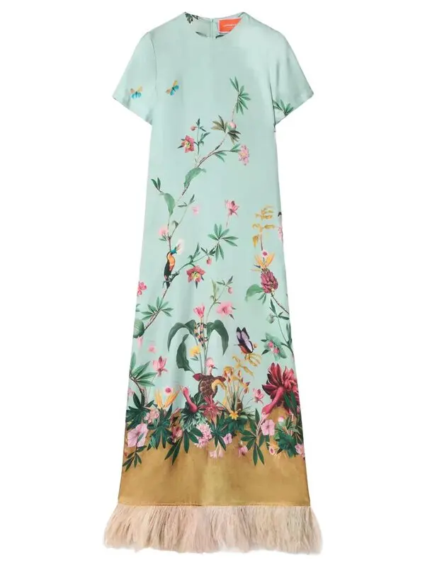 La DoubleJ Floral-panel Maxi Dress - Blue