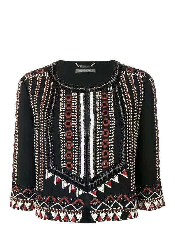 Alberta Ferretti Bead Embroidered Jacket - Black