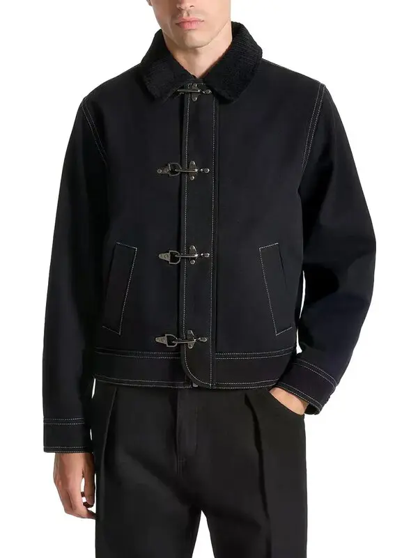 Manière De Voir Nino Clasp Detail Gabardine Jacket - Black