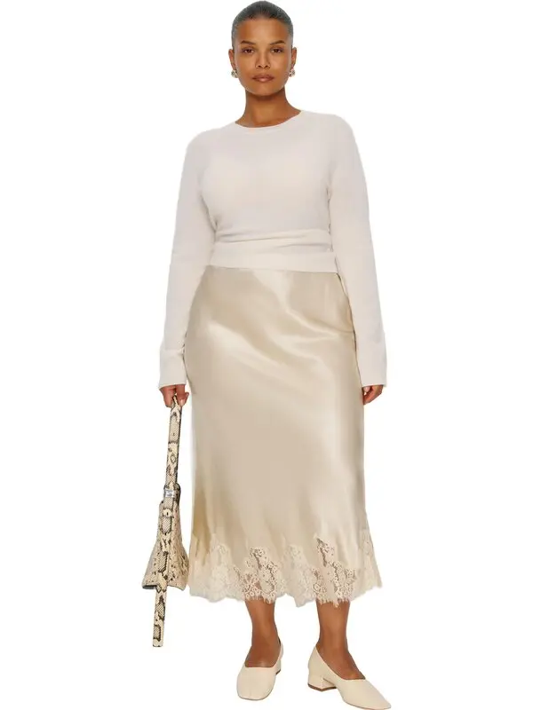 REFORMATION Carolina Silk Skirt - Ivory