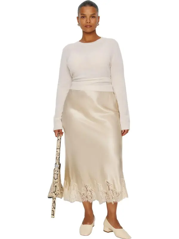 REFORMATION Carolina Silk Skirt - Ivory